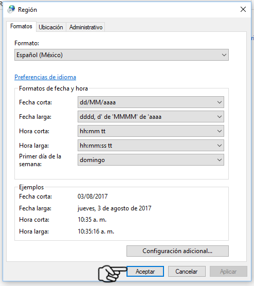 Configuración regional